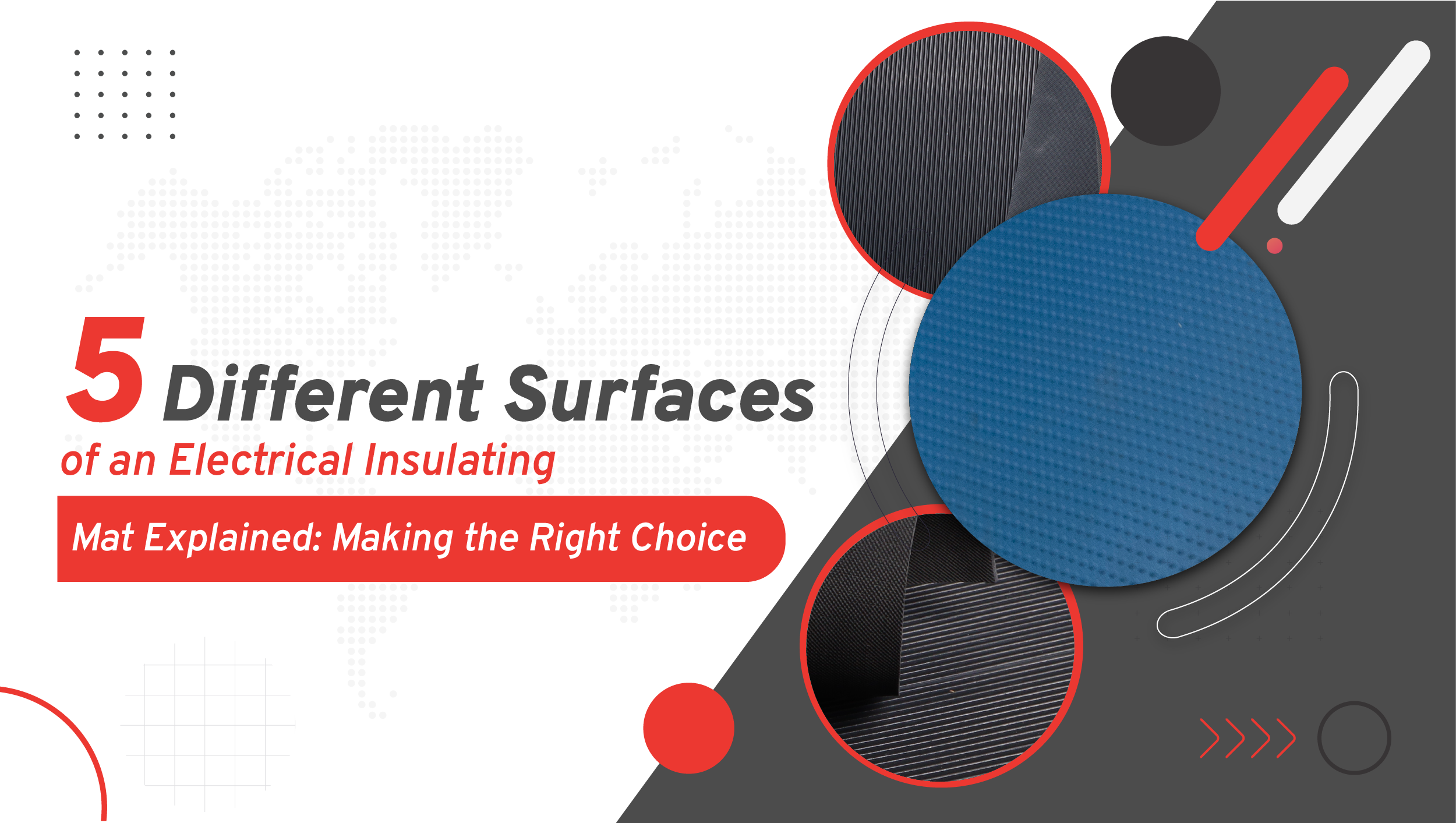 What are the 5 top surface designs in an electrical insulating mat?